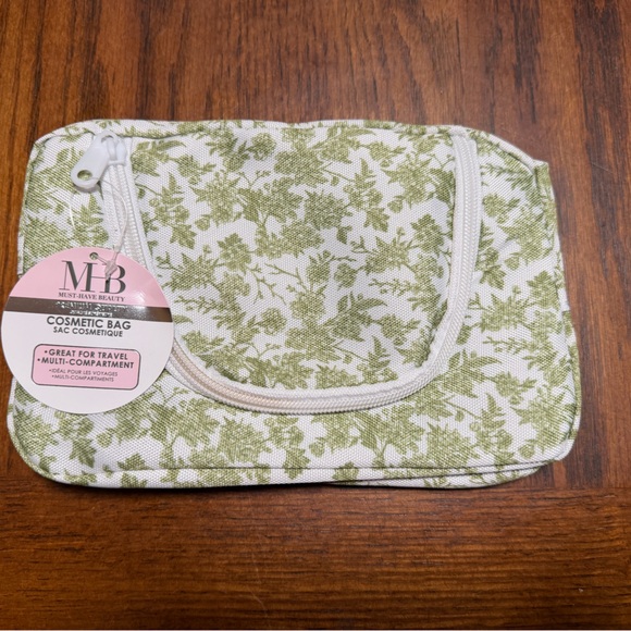 must have beauty | Bags | Viral Mhb Green And White Floral Cosmetic Bag ...